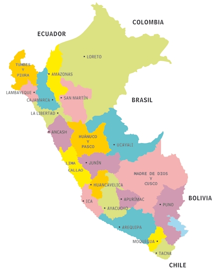 Mapa de Perú a color