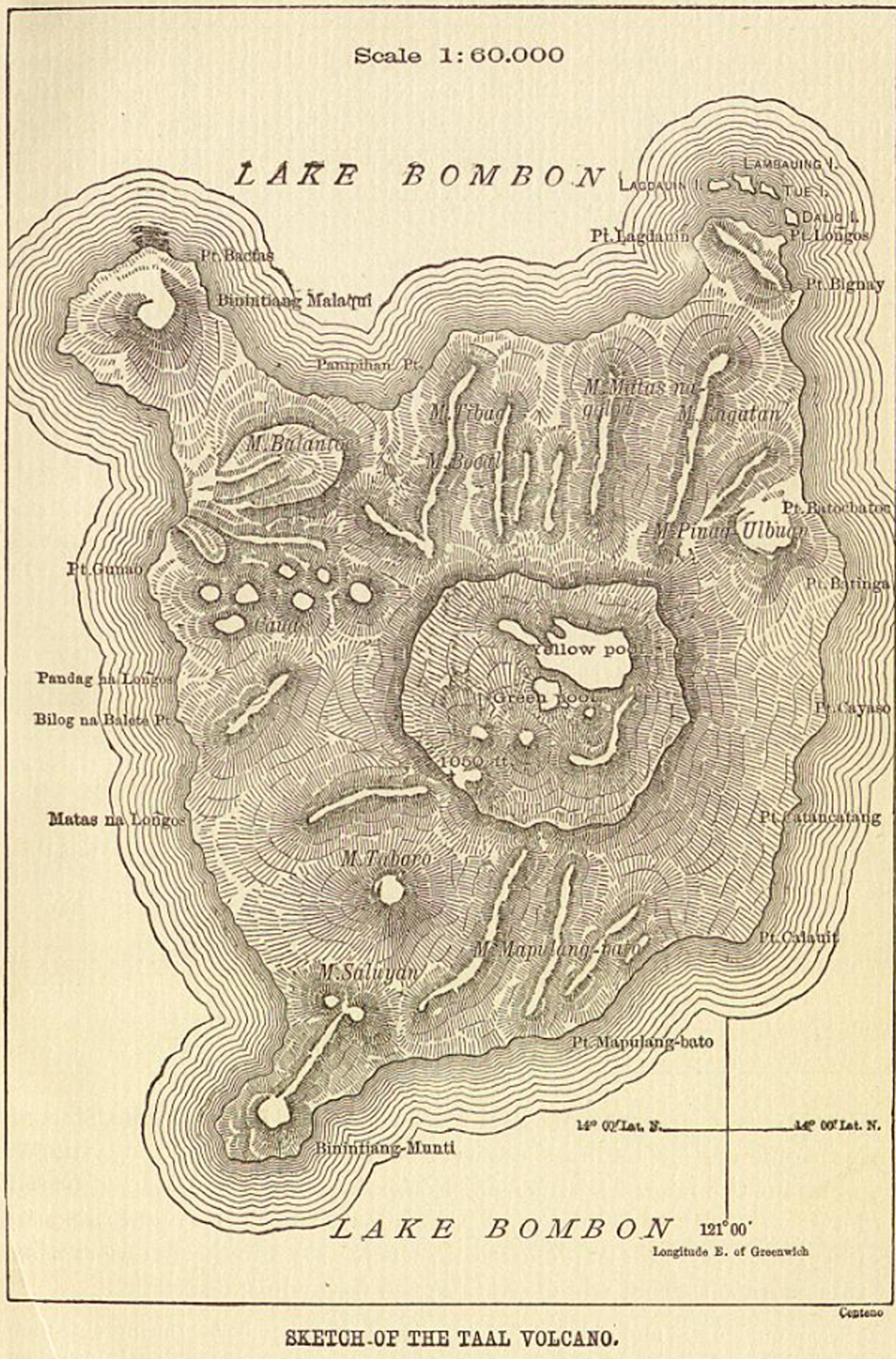 Map of Taal Volcano c. 1903 - Batangas History, Culture and Folklore