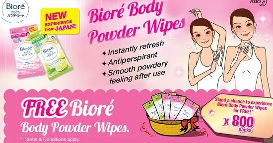 FREE Bioré Body Powder Wipes Giveaway | 1000Savings.com