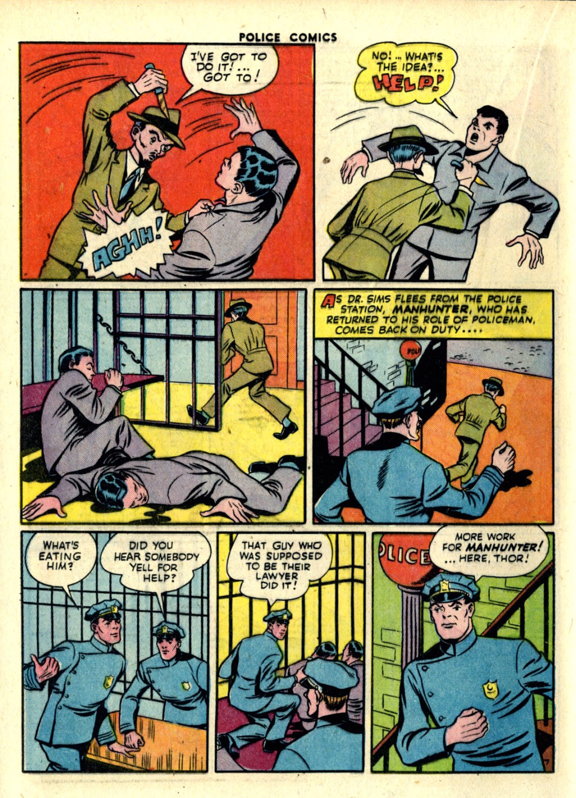 Four-Color Shadows: Manhunter and Thor-Police Comics-1944