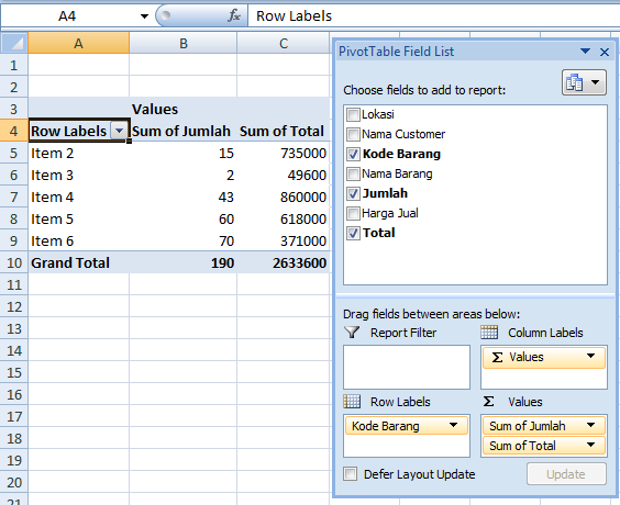 Rumus Fungsi Excel: Cara Membuat Pivot Table Sederhana