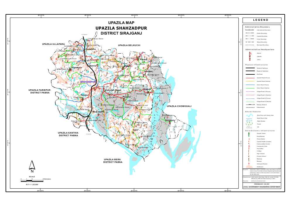 Mouza & Land Use Maps of Shahjadpur Upazila, Sirajganj, Bangladesh ...