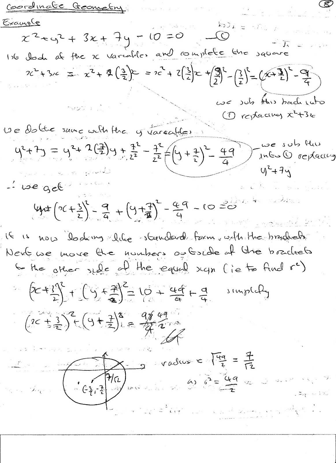 A Level Maths Notes: Coordinate Geometry - Circles