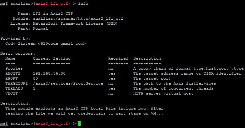 code16: Axis2 LFI module for CTF
