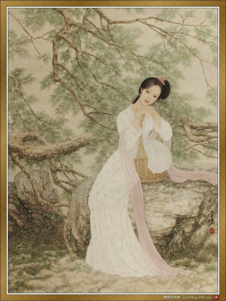Chinese style: Traditional Chinese realistic painting of beautiful women