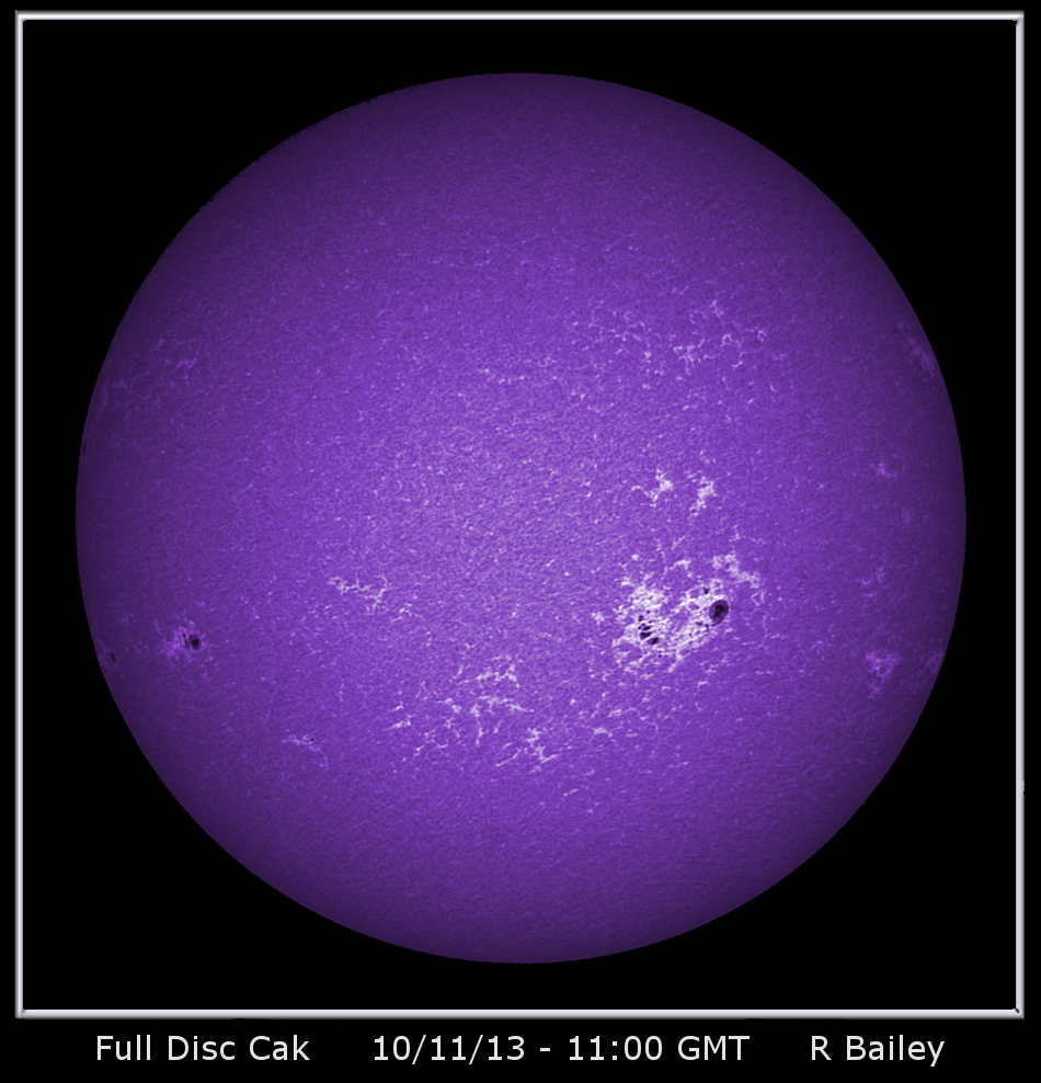 Solar Observations by R Bailey: Sun in Calcium K line 393.3 nm