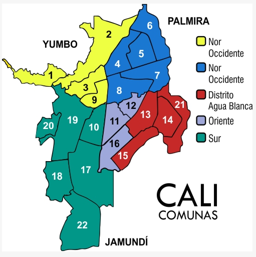 Mapa Comunas de Cali ~ Santiago de Cali