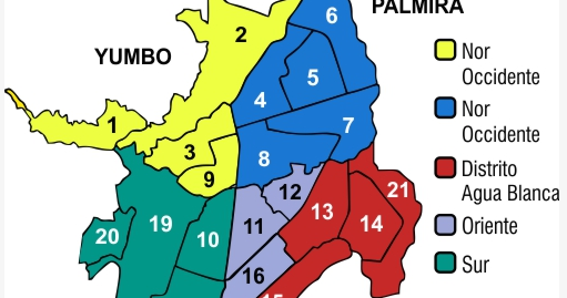 Mapa Comunas de Cali ~ Santiago de Cali