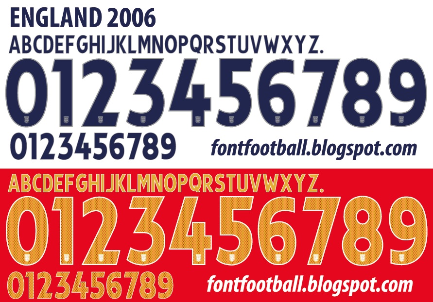 FONT FOOTBALL: Font Vector England World Cup 2006 kit