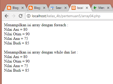 Cara Menciptakan Array Pada Php - Not Angka Lengkap