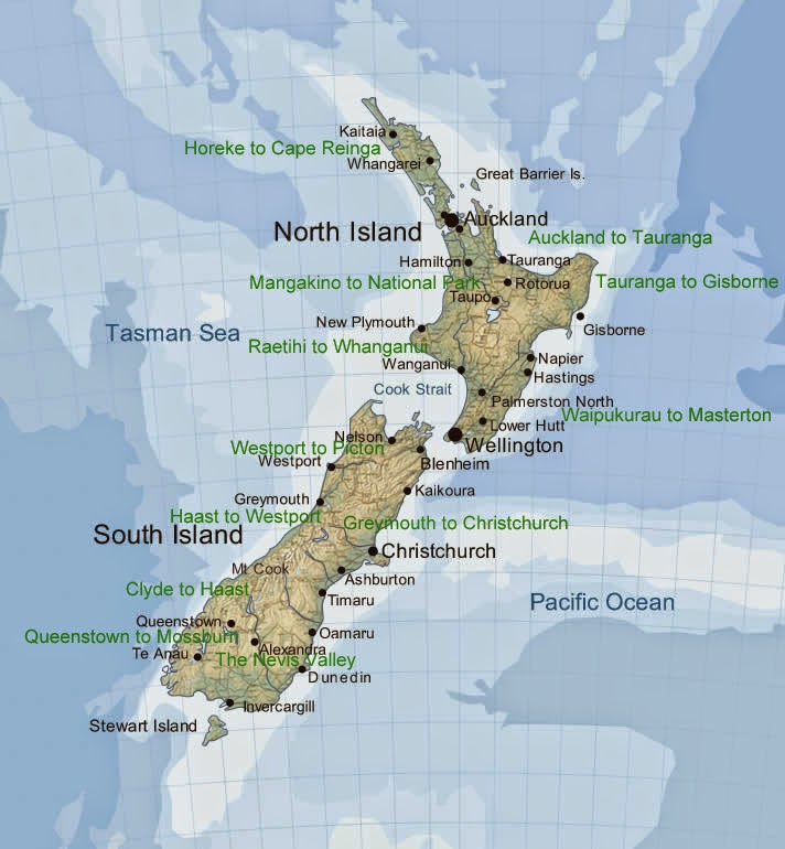 New Zealand Cycle Touring Route Map ~ Cycle Touring in New Zealand