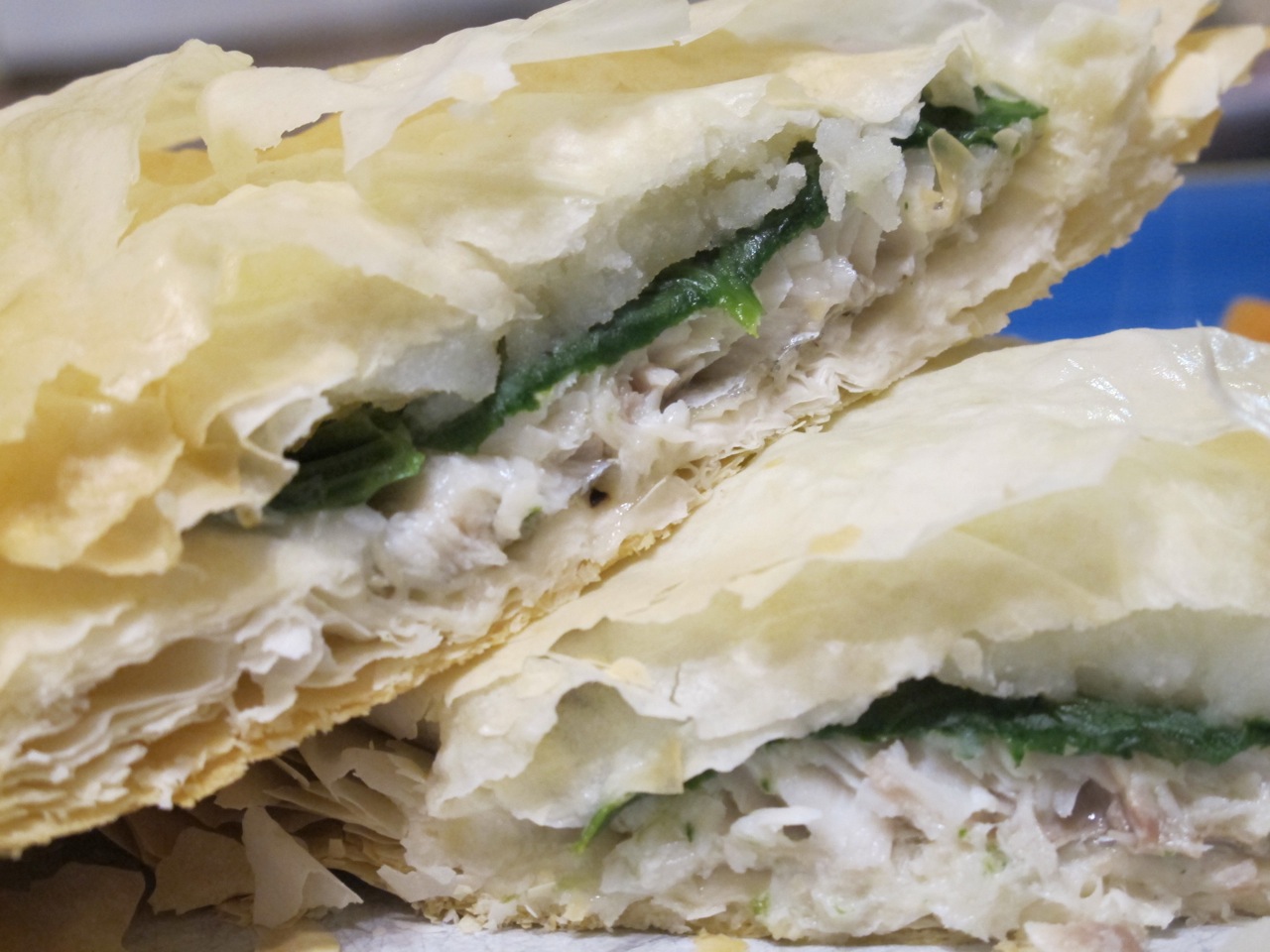 muppys: Filo Fish Parcels and Plum Charlottes