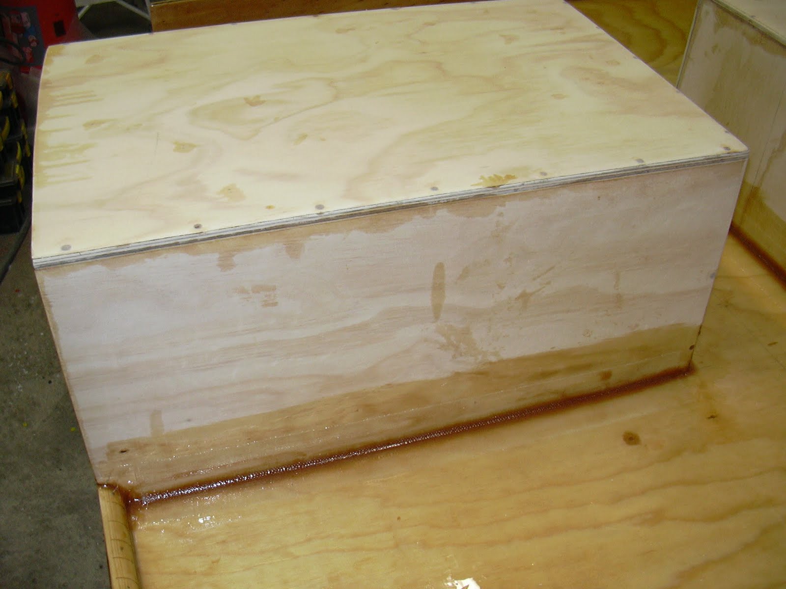 Todd's Mini-Tug Boat Building Journal: Front Seat Boxes Taped to Bottom