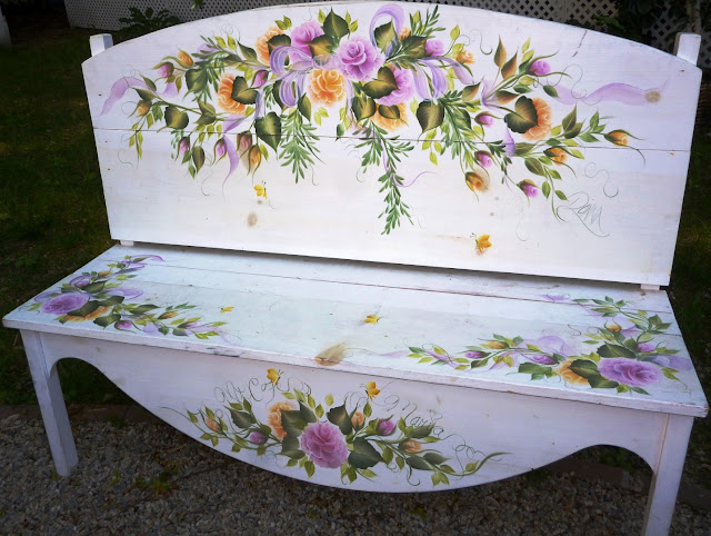 Writing Straight from the Heart: Gorgeous New-to-Me Hand-painted Bench
