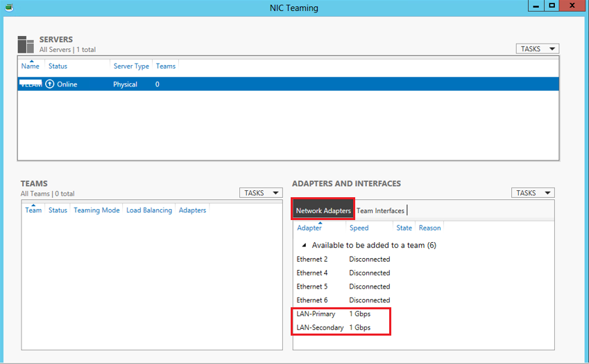 Techies Sphere: How to create NIC Team in Windows Server 2012 R2