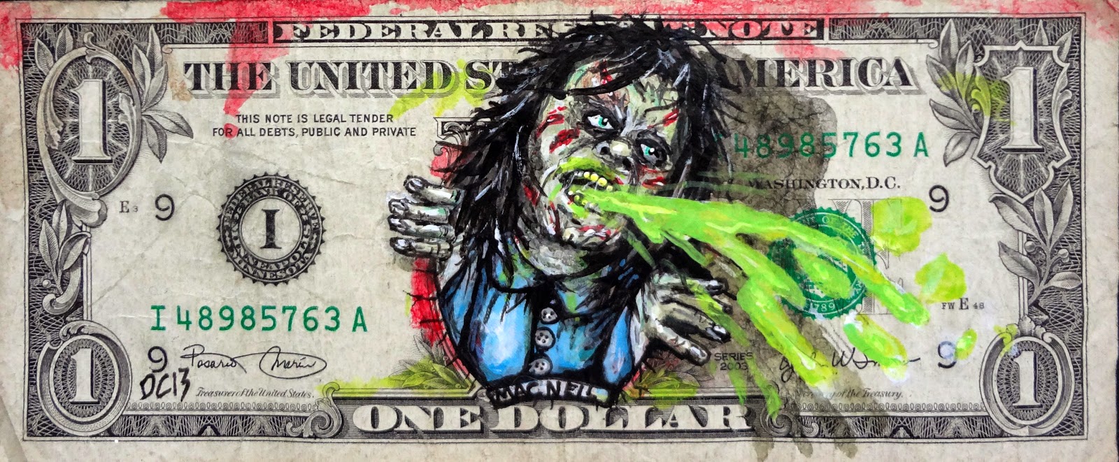 The Art of Donovan Clark: Horror money art Series By Donovan Clark