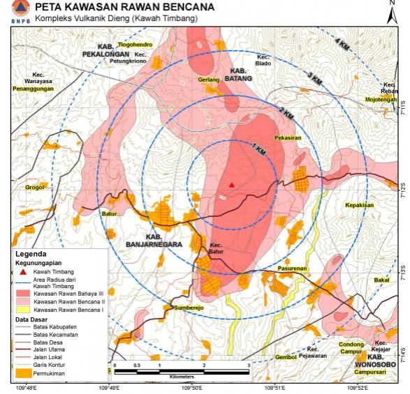 MAP: MAP OF GAS DISTRIBUTION IN CENTRAL JAVA PLATEAU DIENG
