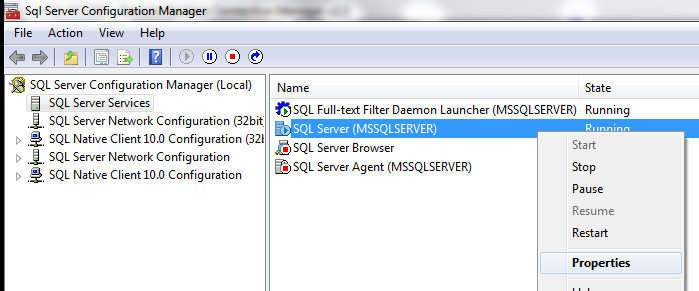 Devon DBA: SQL Server Startup Parameters greyed out.