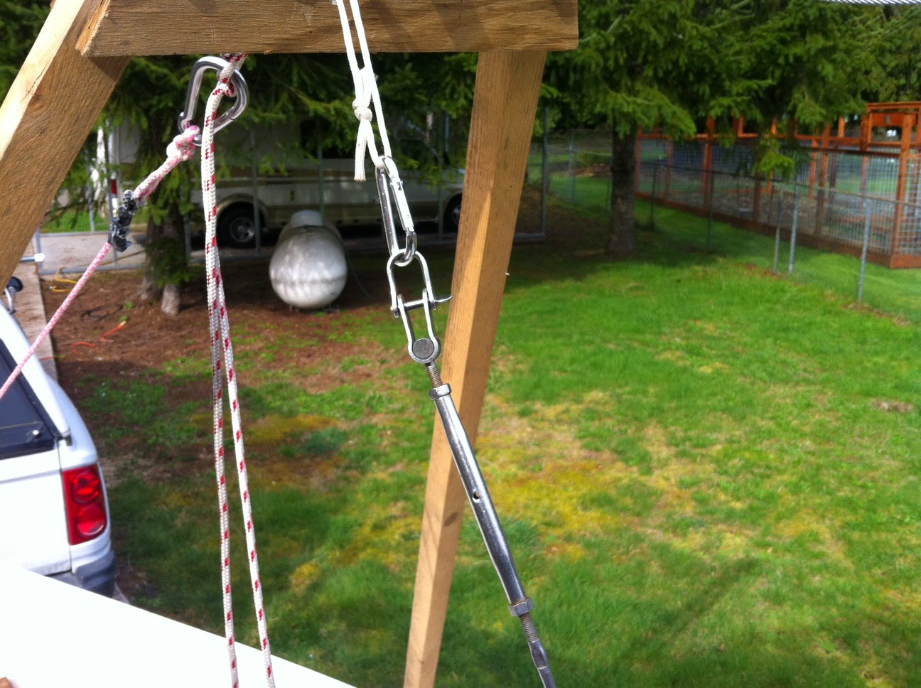 Tanzer 16: Gin Pole Mast Raising System for Tanzer 16 -- Hinged Mast