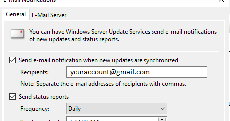 How to configure email notification on WSUS Server | Online Networks ...