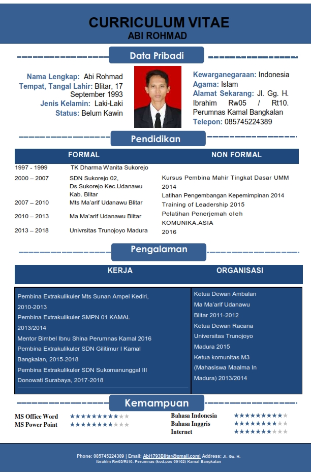 University of Trunojoyo Madura: contoh cv menarik