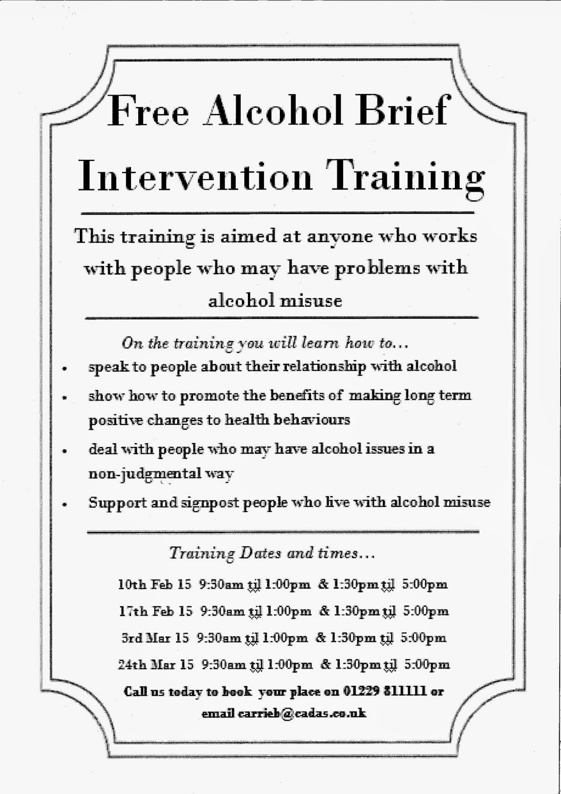 Neighbourhood Management: FREE Alcohol Brief Intervention Training in ...