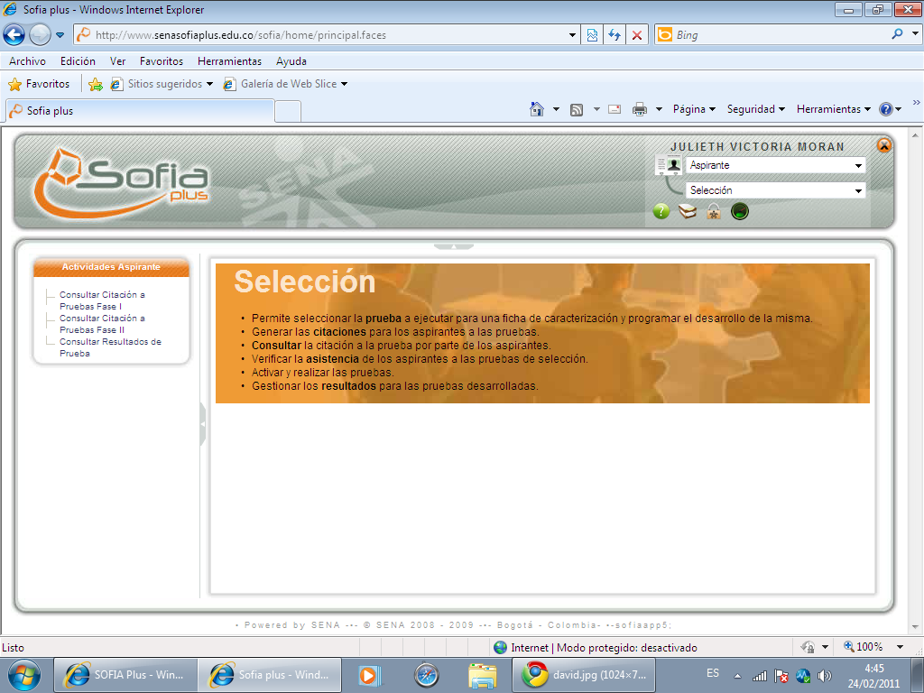 aprendizsenainduccion: Pantallazo de Sofia Plus