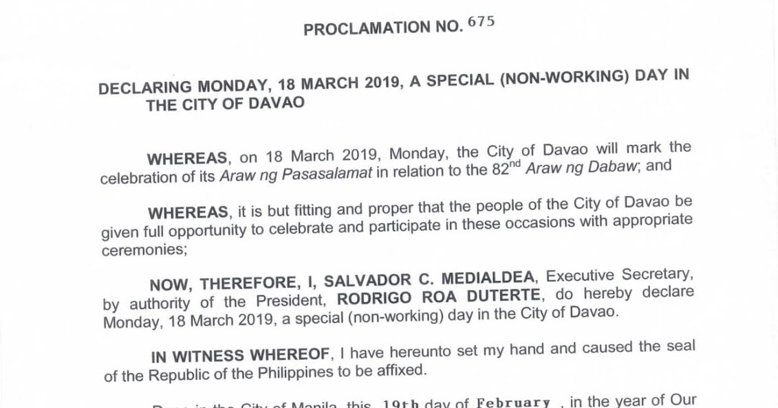 Philippine Holidays: Special (Non-Working) Day in Davao City on March ...