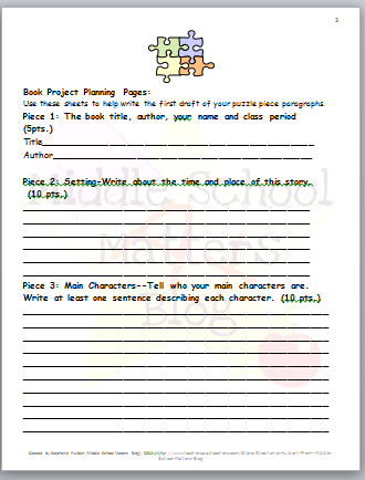 Middle School Matters Blog: Jigsaw Puzzle Book Project