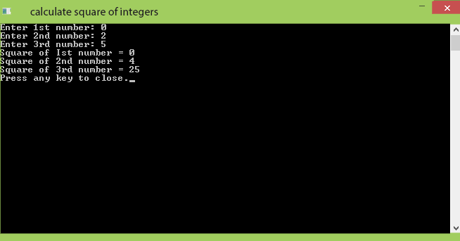 Calculate Square of 3 input integers using function and pointers | C ...