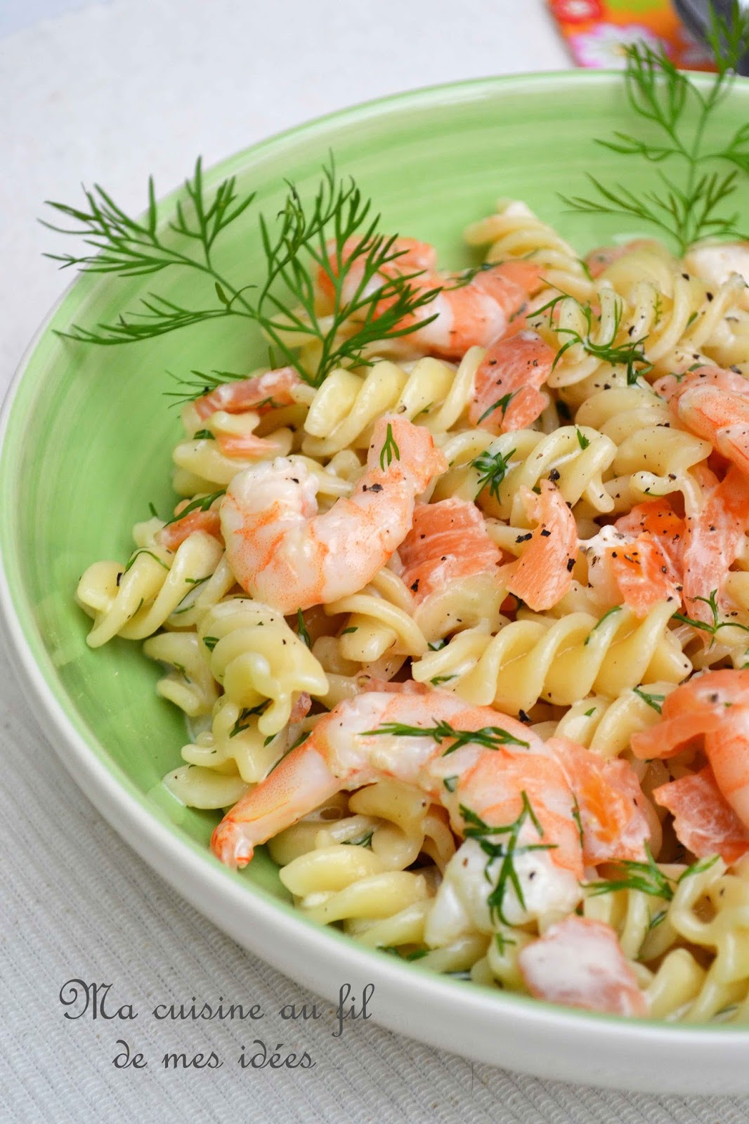 Ma cuisine au fil de mes idées...: Pâtes spirelli aux crevettes et ...