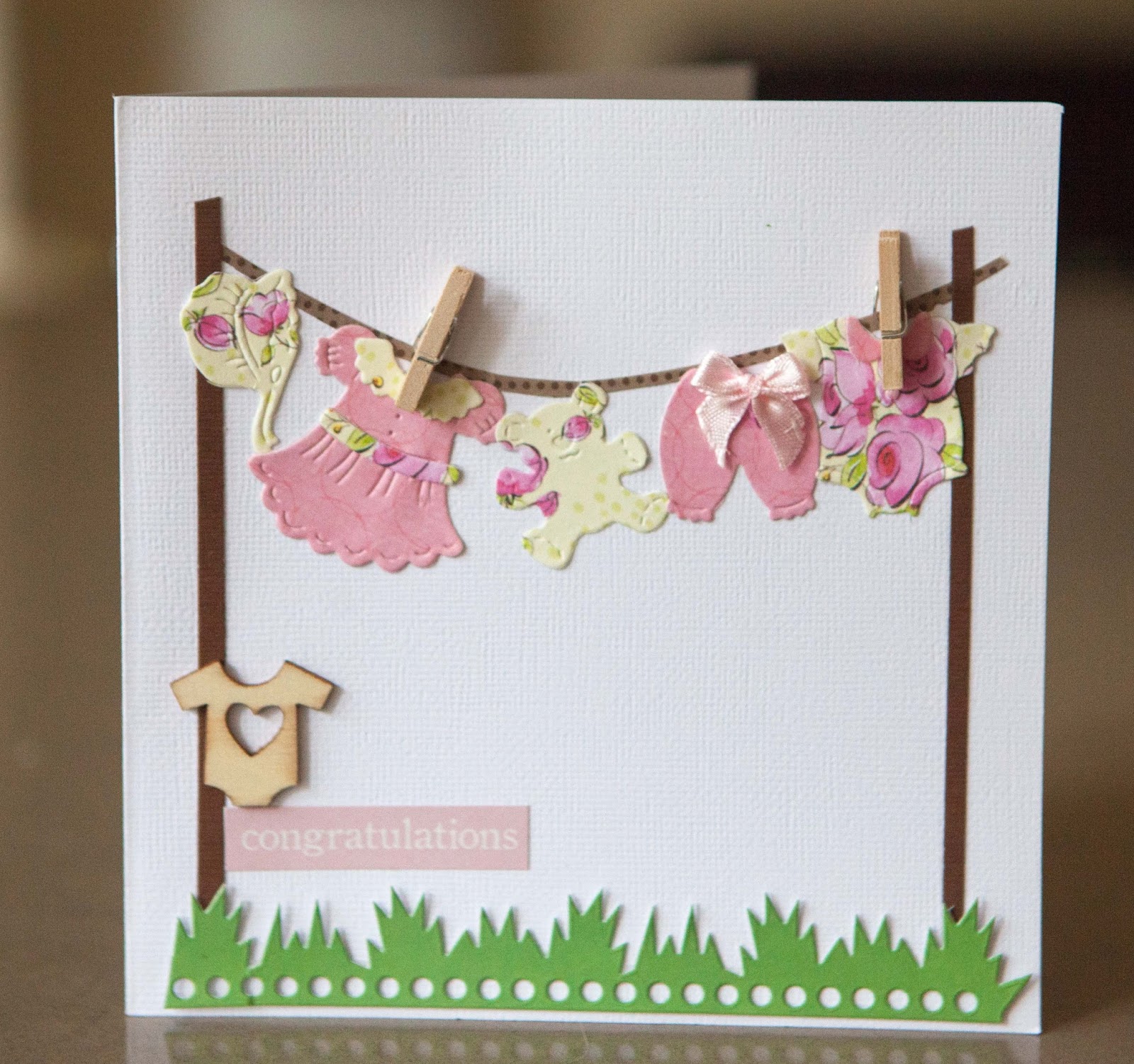 Creative Mayhem: Baby Girl Cards with Baby clothes on the washing line.