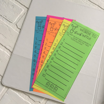 Words to Stick With! Homework Freebie | Simply Speech