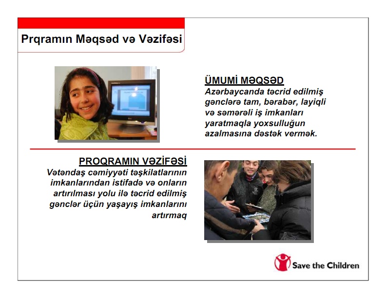 Save the Children AZCO: Creating Livelihoods for Adulthood Program ...