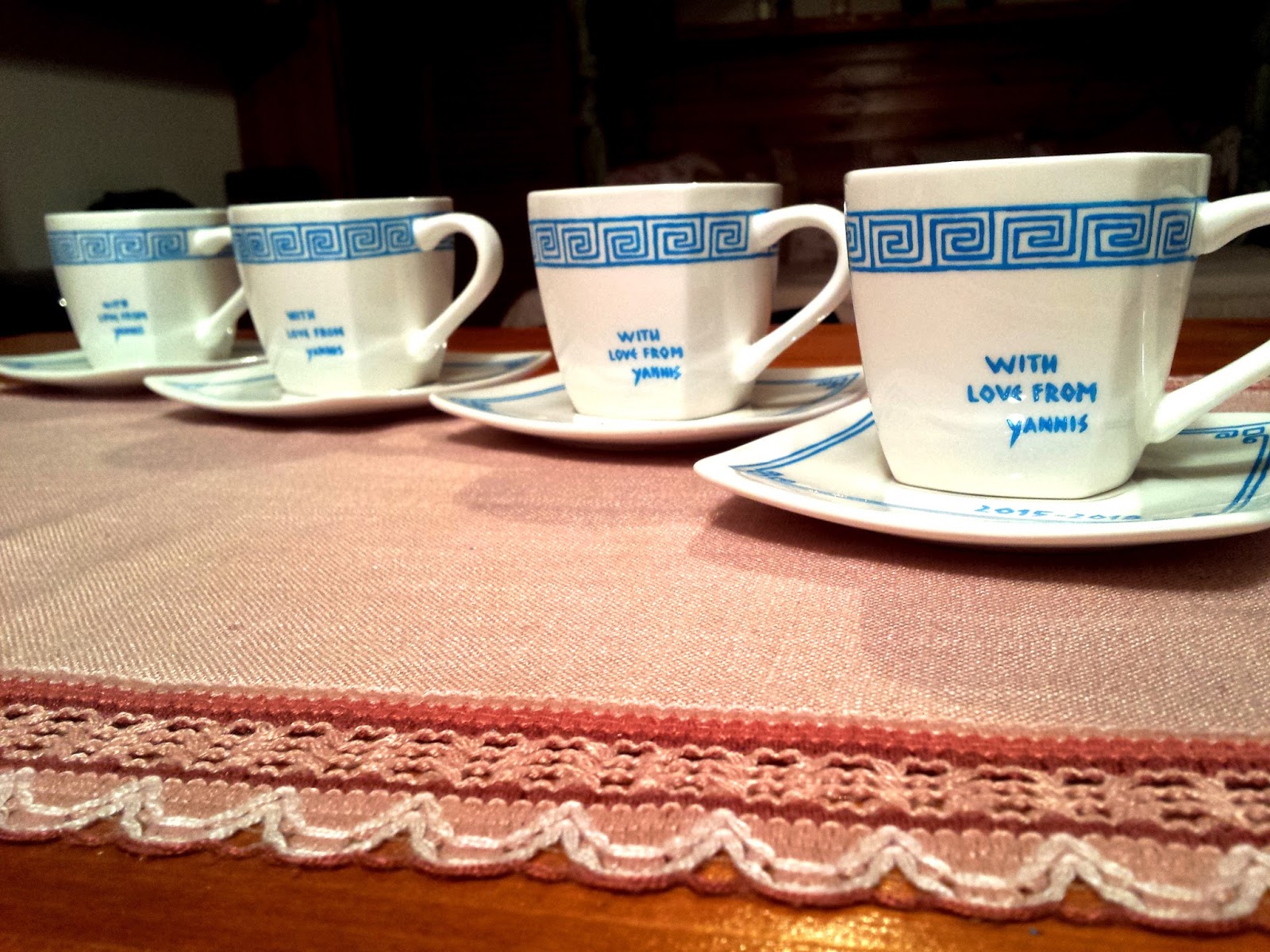 Handmade by Do : Coffee cups set hand painted "Greece" / Set cești ...