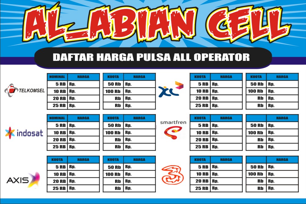 Download Contoh Spanduk Daftar Harga Pulsa.cdr - KARYAKU