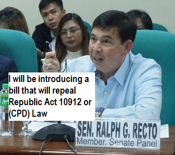 Senator Ralph Recto to introduce a bill that will repeal CPD Law ...