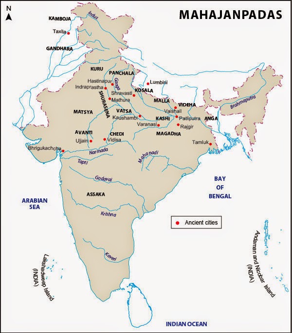 16 Mahajanapadas On Political Map - Map