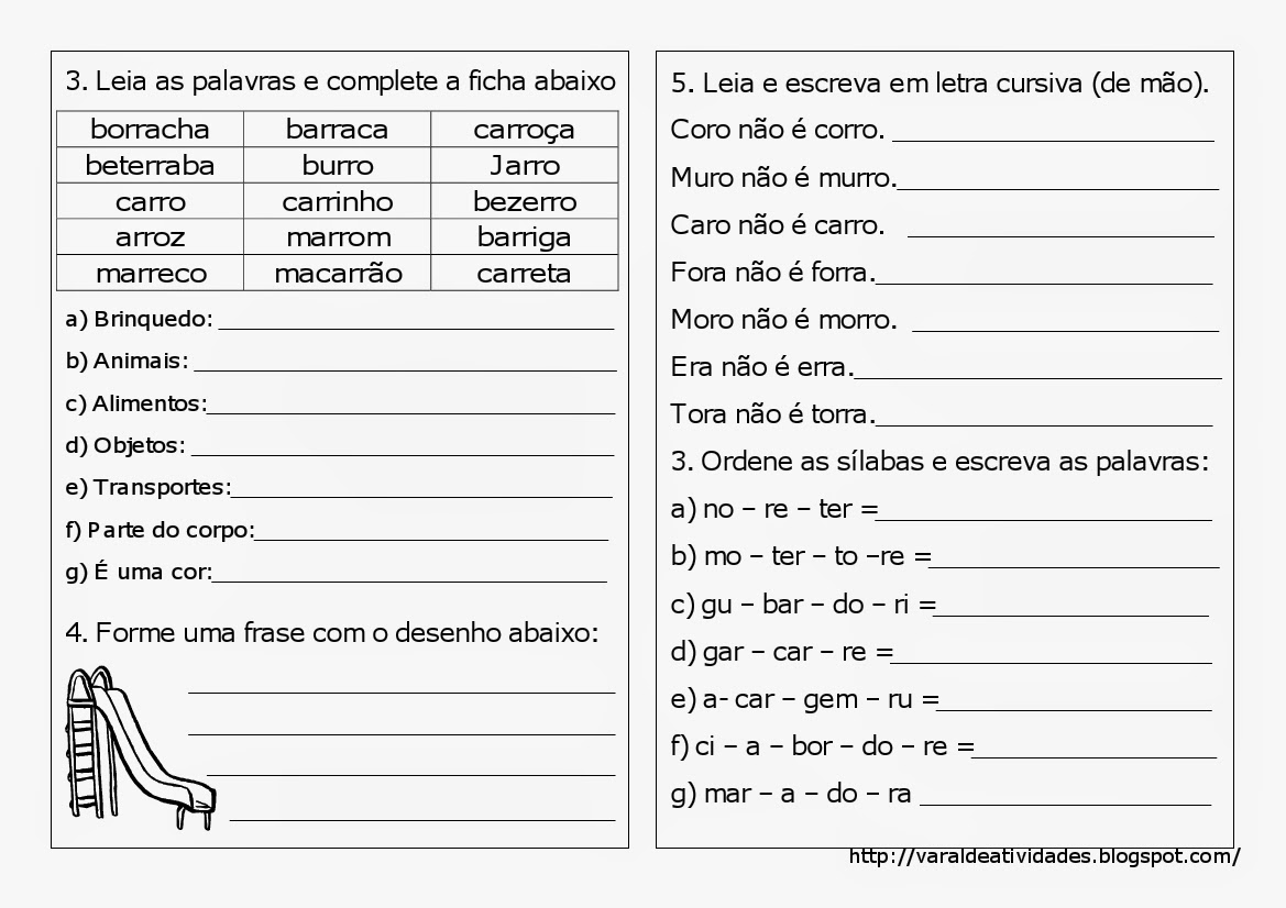 Plano de Aula e atividades de Ortografia - R ou rr - Mundinho da ...