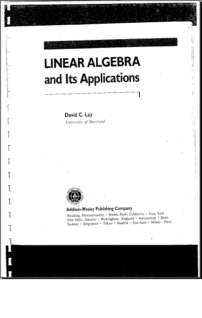 Linear Algebra And Its Applications - David C Lay ~ Best Books on ...