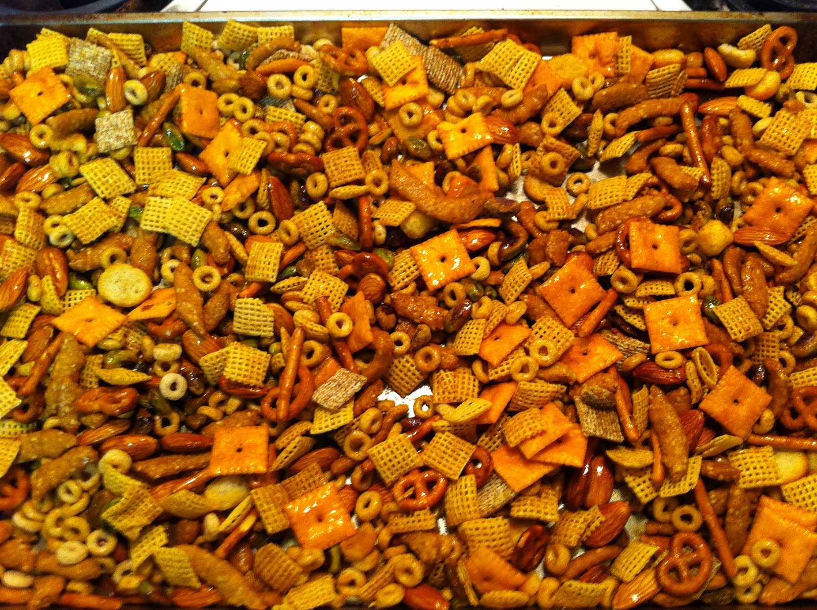 you should make this: Texas Trash Snack Mix