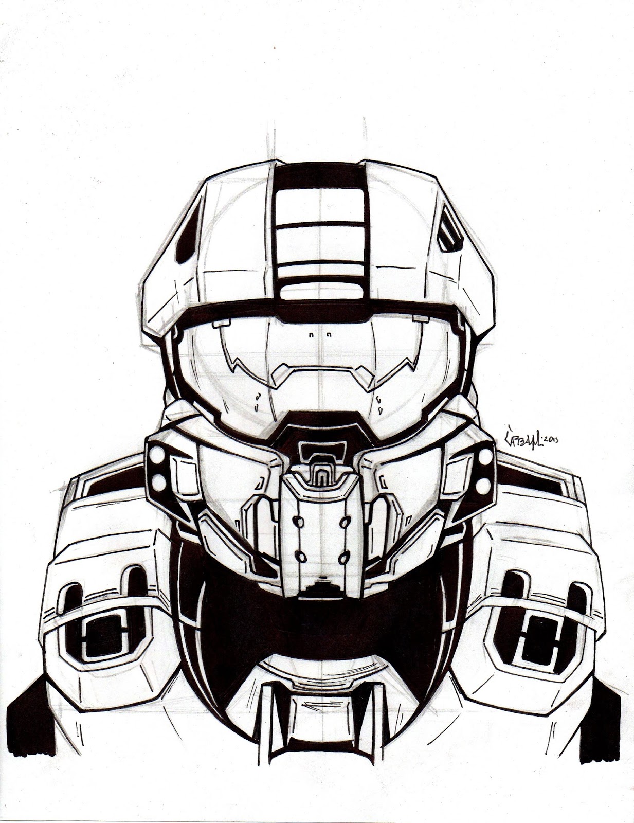 The Scorpion "Dibujo/Ilustración": Master Chief face sketch