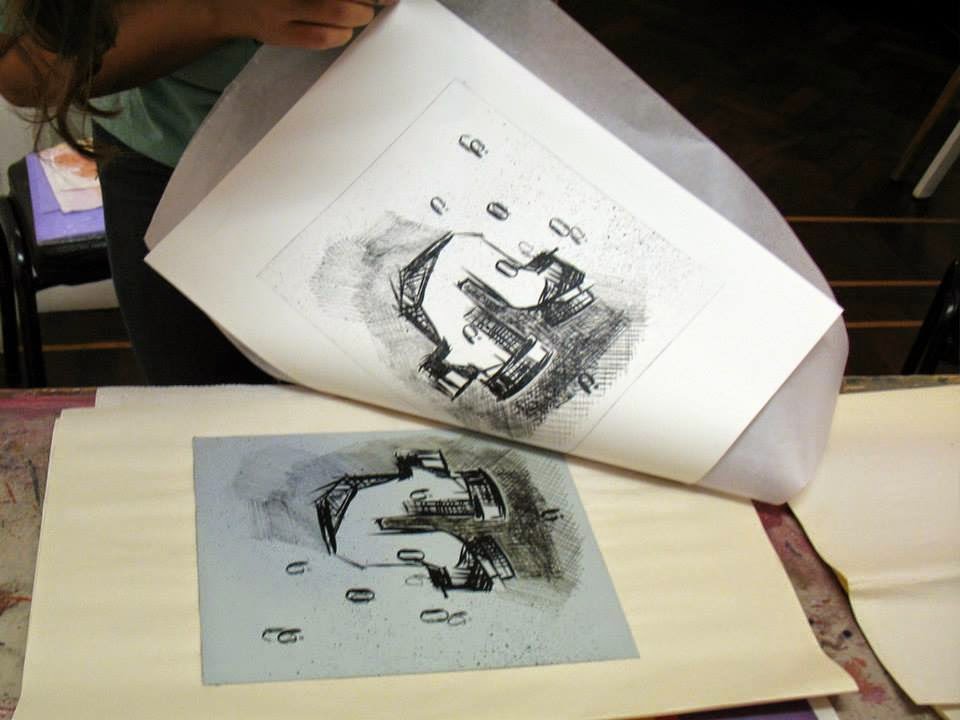 Grabado menos tóxico: Impresión de litografía sin prensa