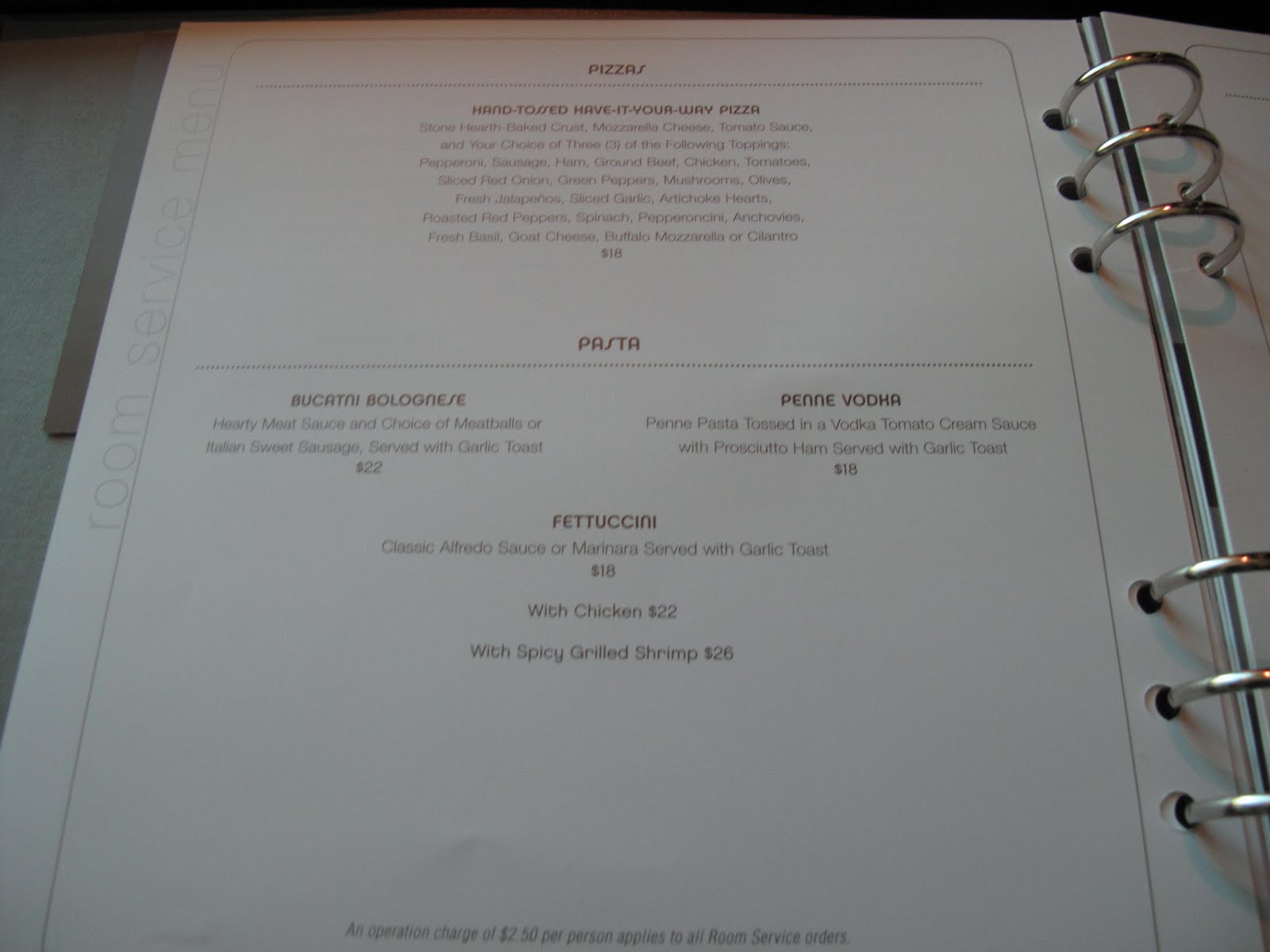 LAS VEGAS DAZE: THEHotel at Mandalay Bay Room Service Menu