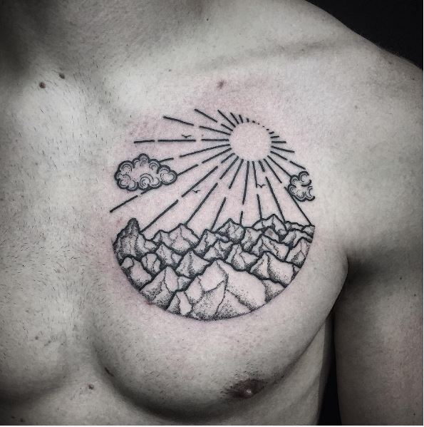 180+ Mountain Landscape Tattoos For Guys (2020) Scenic Designs | Tattoo ...