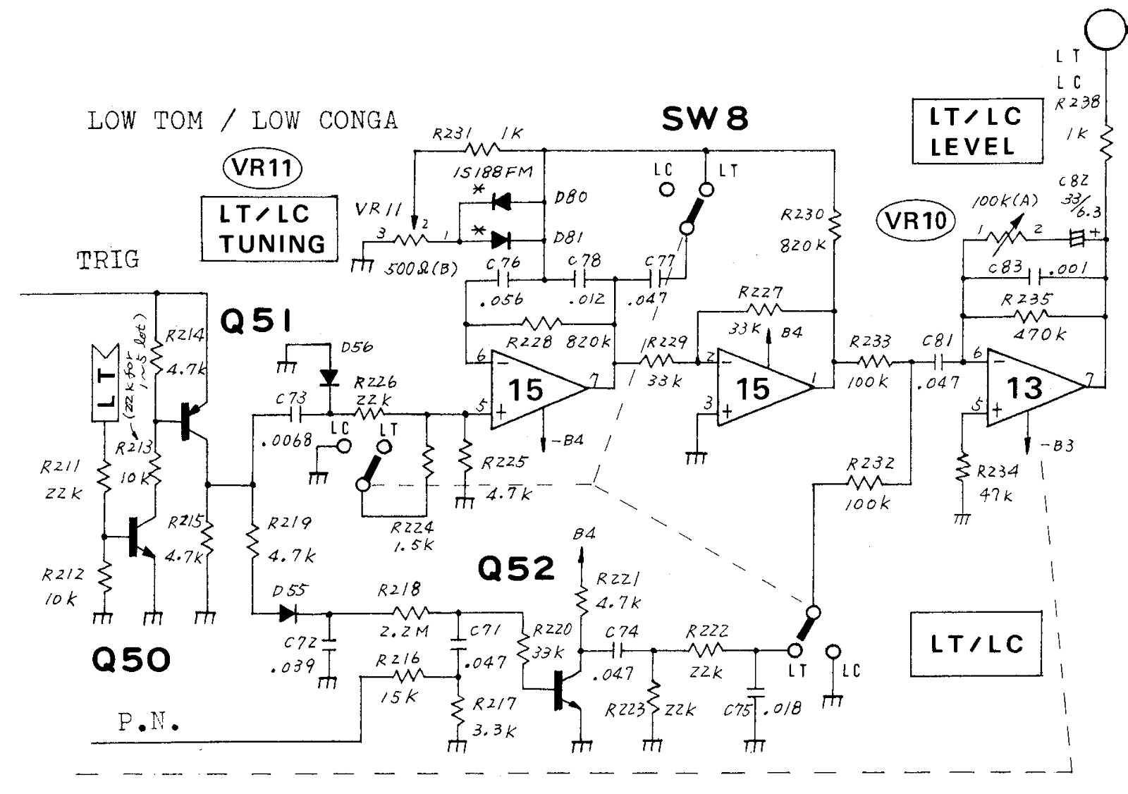 Sviken av elektroniken: 808 Drum schematics.