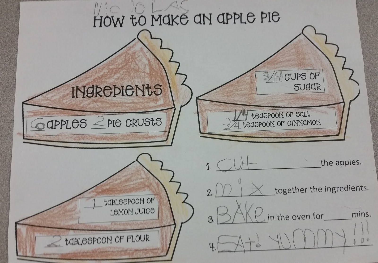 Miss Jones' Kindergarten Class: Yummy,Yummy Apple Pie