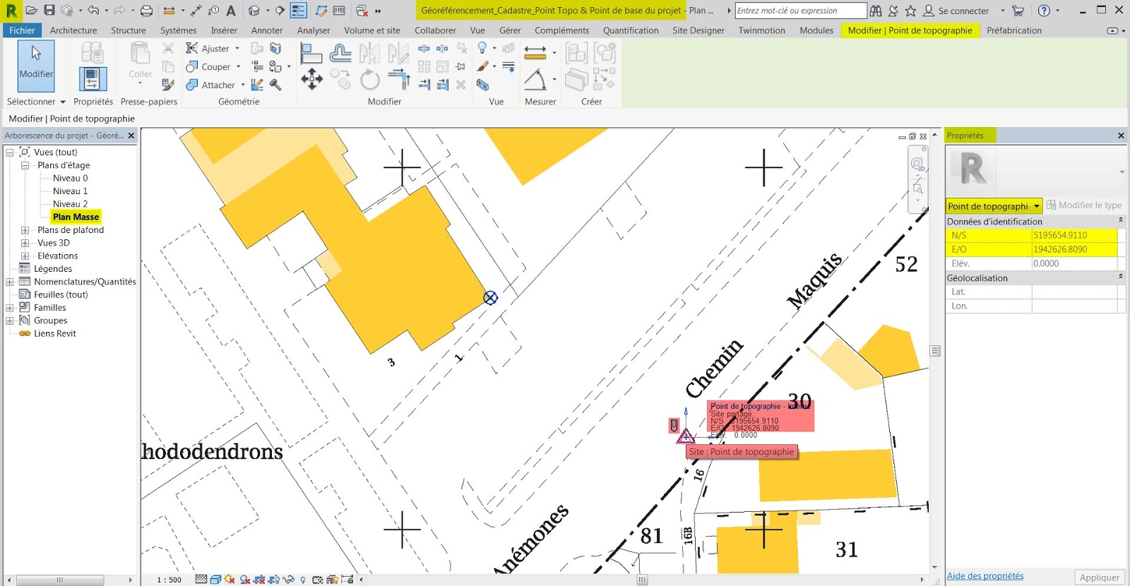 Revit-Mémo: Revit 2018_Géo-référencement_Cadastre_Point Topo_Point de ...