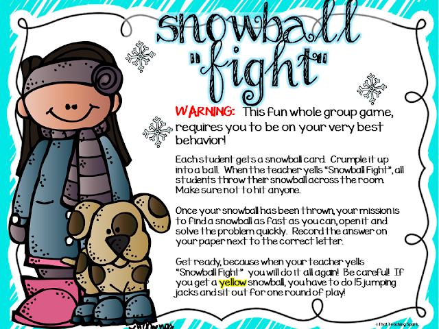 Snowball Fights in the Classroom | All About 3rd Grade