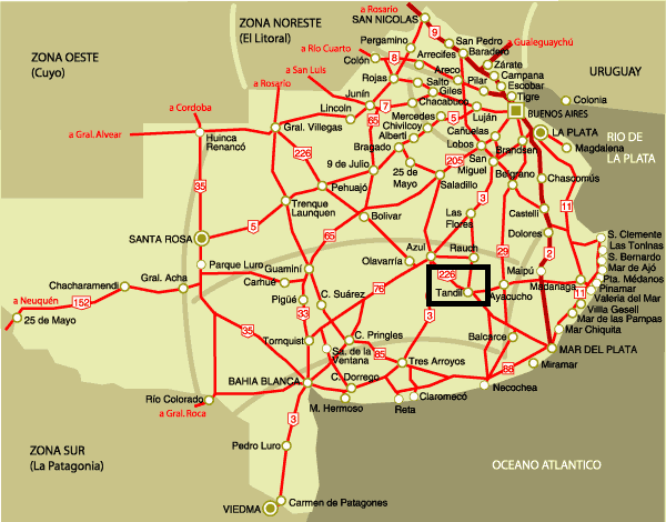 Tandil : Como llegar a Tandil (Mapa)